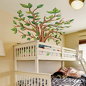 Runtoo Large Tree Wall Decals Green Plants Jungle Wall Stickers for Kids Room Classroom Nursery Bedroom Home Decor