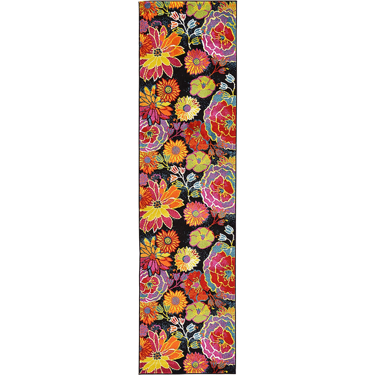 Unique Loom Lyon Collection Area Rug - Kennedy (2' 7" x 10' Runner, Black/ Green)