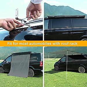 Yescom 8.2x8.2Ft Car Side Awning SUV Truck Vehicle Canopy UV50+ Rooftop Pull Out Tent Shade Shelter for Outdoor Camping