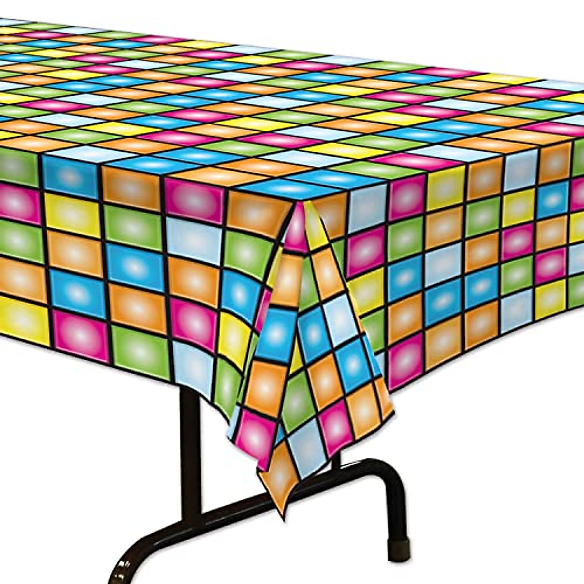 Beistle Disco Tablecover 2 Piece, Multicolored