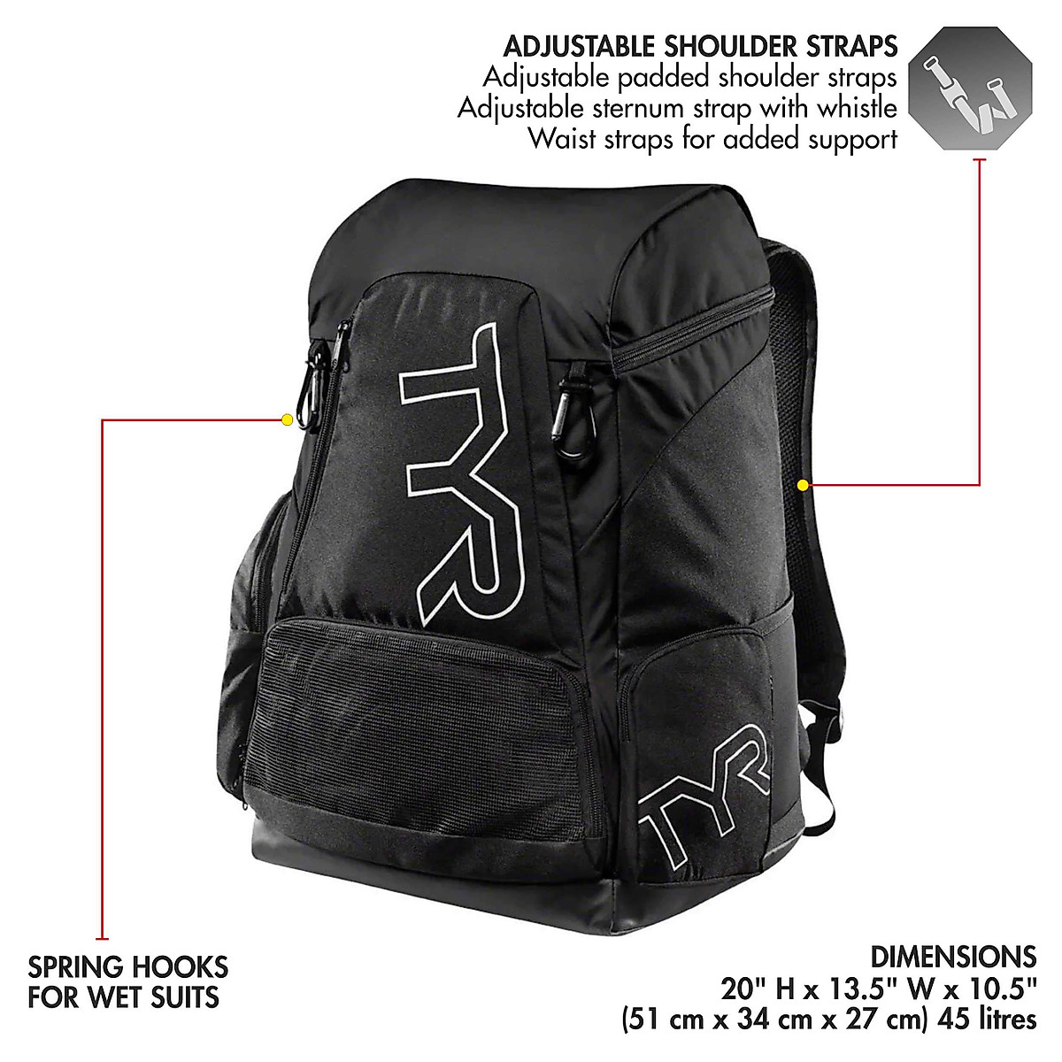 TYR LATBPLTH001ALL Alnc30L Backpack LTH Black All