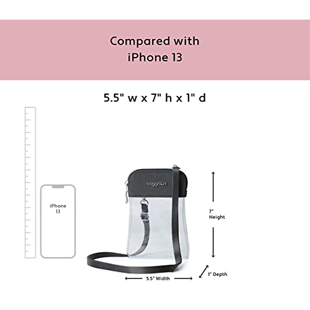 Baggallini womens Stadium Clear Bryant crossbody, Black, One Size US