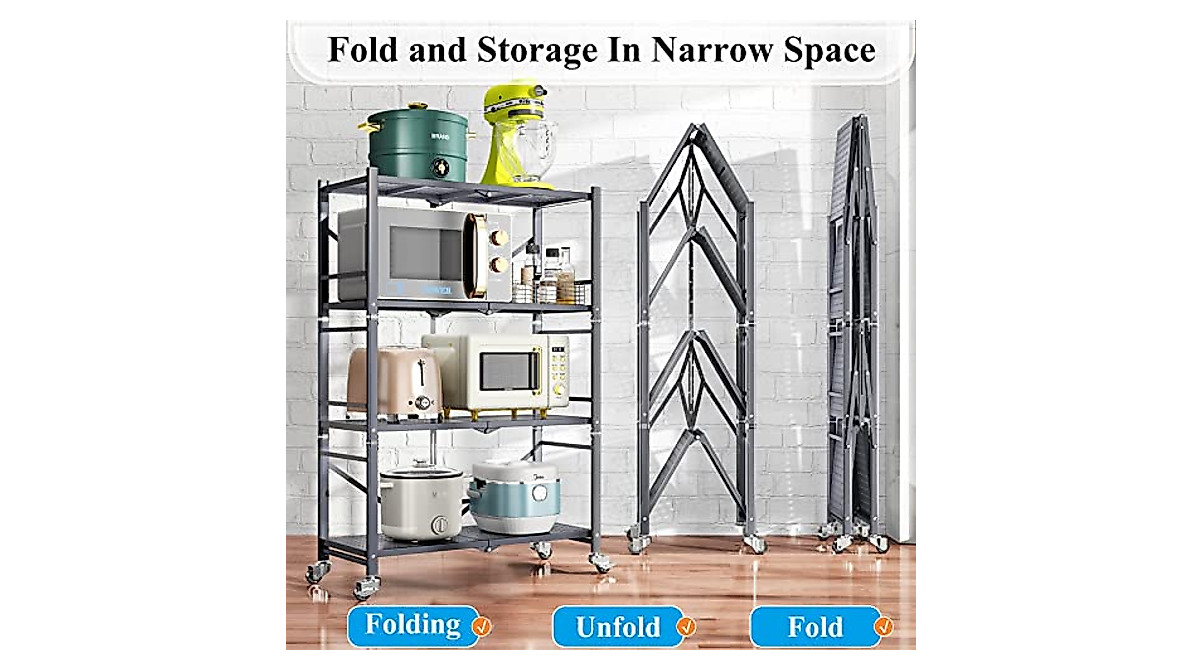 SAYZH 4-Tier Foldable Storage Shelves - Versatile & Durable