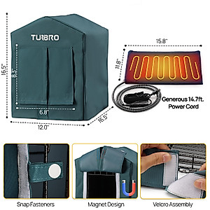 TURBRO Heated Cat House Outdoor, Insulated and Weatherproof Iron Shelter for Feral and Cats Outside, Heating Pad Bed with 14.7ft Anti-Bite Cord, UL Test Passed, Blue
