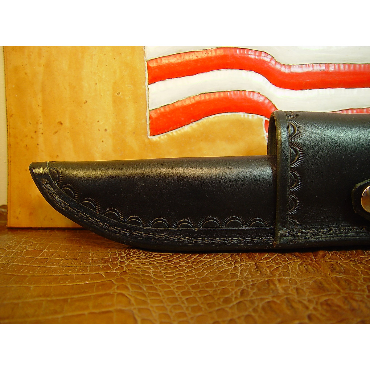 Black Leather Knife Sheath, Made to Fit a Ka Bar Marine Fighter Knife