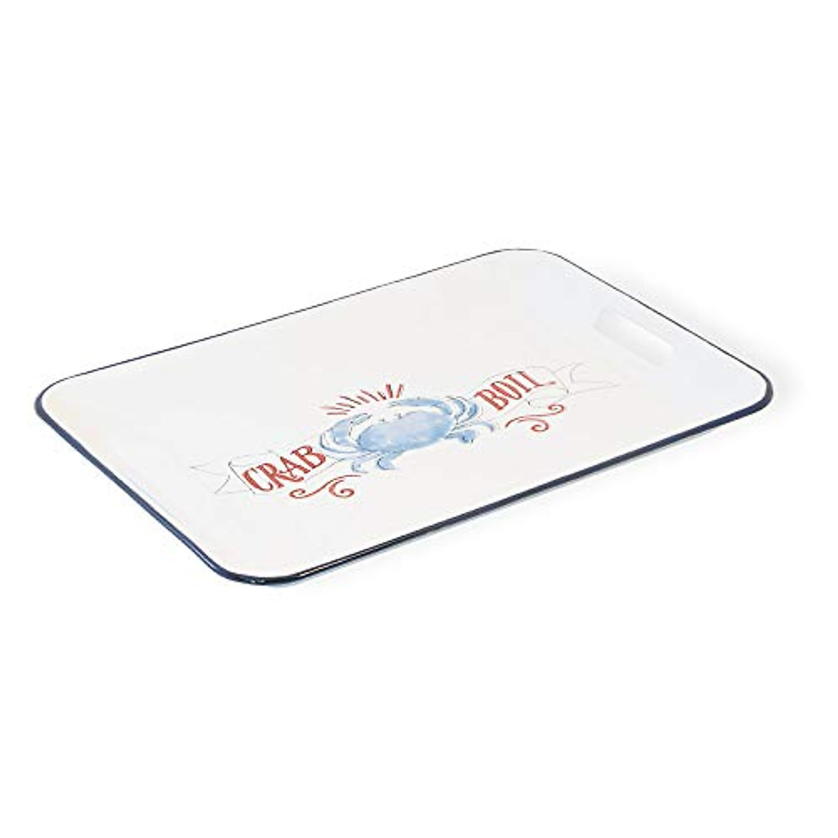 Boston International Enamelware Serving Tray Seafood Bake Crab Platter, 18 x 12-Inches, Crab Boil