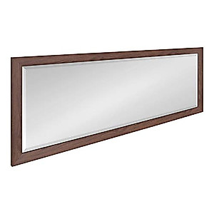 DesignOvation Beatrice Transitional Framed Panel Wall Mirror, 19 x 51, Walnut Brown, Chic Full Length Mirror for Wall