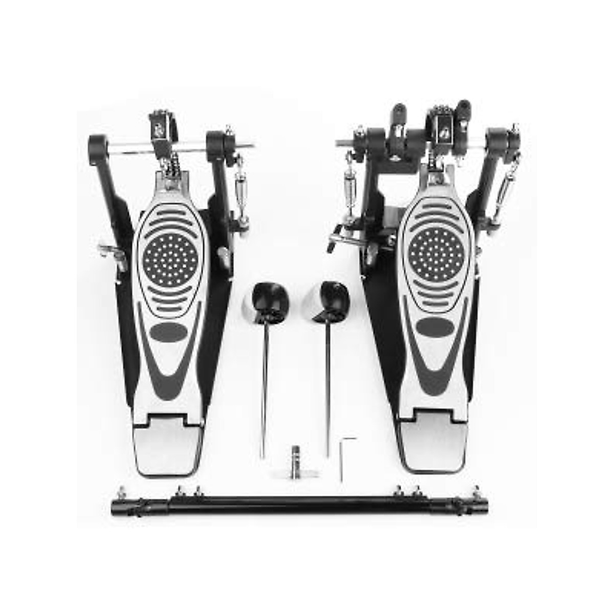 Double Bass Drum Pedal,Double Kick Bass,Electric Drum Kit Double Bass come with 2Pcs Drum Beater Sticks and 1Pcs Drum Key