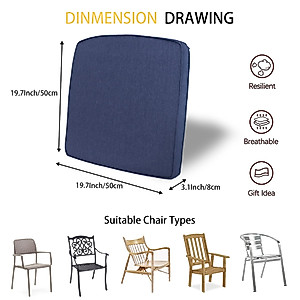 Sunshine Outdoor Patio Cushion Quarry Midnight Outdoor Chair Cushion 20x20 inches with Zipper, Suitable for Patio Furniture and Most Home Depot Furniture 2-Pack