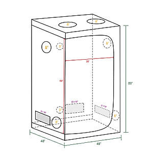 MARS HYDRO FC-E4800 LED Grow Light 4x4ft with 4x4 Grow Tent, 48"x48"x80" for Indoor Plant Growing