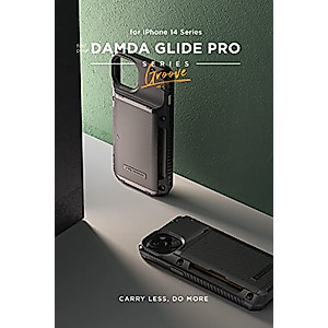 VRS Design Damda Glide Pro Phone Case for iPhone 14, Sturdy Semi Auto Wallet [4 Cards] Case Compatible for iPhone 14 (2022) (Groove Black)