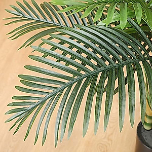 Kazeila Artificial Golden Cane Palm Tree, 5FT Fake Tropical Palm Plant, Pre Potted Faux Greenry Plant for Home Decor Office House Living Room Indoor