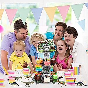 Dinosaur Cupcake Stand Dinosaur Cardboard Cupcake Holder Dinosaur Cupcake Stand Set Dinosaur Dessert Tower Holder 3 Tier Dino Mini Cake Stand for Kids Birthday Dinosaur Theme Party Decorations
