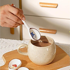 FYUEROPA Ceramic Soup Spoons Set Asian Spoons Chinese Japanese Tablespoon for Ramen Pho Wonton Dumplings Miso - Set of 6