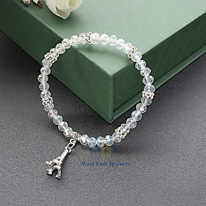 WE 12 Pcs Paris Eiffel Tower Themed Crystal Bracelet Party Favors - Quinceanera/Wedding/Birthday/Baby Shower/Bridal Shower