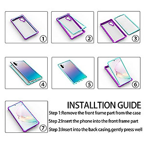 KSELF Case for Samsung Galaxy Note 10 Plus Case With Screen Protector, Full Body Protective Hybrid Dual layer Shockproof Acrylic Back Case Cover for Galaxy Note 10 Plus 5G 6.8 inch (Purple Light Blue)