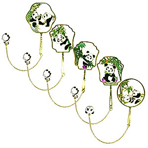 5 Pack Bookmarks Metal Cute Panda Hollow Bookmark with Tassel Gift Set for Teens Children Students Kids Book Lovers