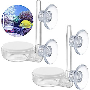 Quiet Aquarium Air Stone Fish Tank 2 Pieces Nano Air Stone Kit Air Pump for Aquarium Fish Tank Air Stone for Aquarium Diffuser with Control Valve and Suckers for Fish Tank and Hydroponic