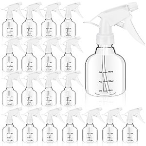 Worldity 24 Pcs Empty Plastic Spray Bottles 8oz, Spray Bottles, Mini Spray Bottles with Measurement Adjustable Nozzle, Refillable Spray Bottles for Hair Plant Kitchen Bath, White