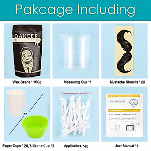 Oakeer Nose Wax Kit 40 Nose Wax Sticks Nose Wax Hair Remover for Men Women Ears Nose Wax Hair Removal with 20 Paper Cups 100g Nose Wax