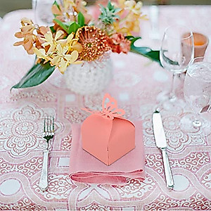 BEISHIDA 50pcs Pink Butterfly Decorations Peal-Gloss Butterfly Gift Box Small Butterfly Candy Boxes for Party Favors Baby Shower Wedding Birthday Party(2.4 x 2.4 x 2.4 Inch)