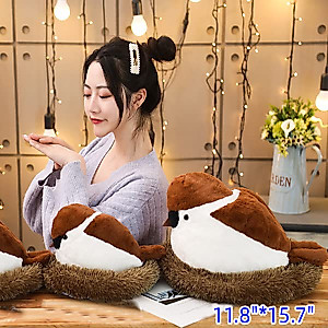 XIZHI Sparrow Plush Toy with Bird's Nest 15.7" Stuffed Animal Figures Bird Throw Plush Pillow Toys Huggable Soft Animal Doll for Kids Birthday