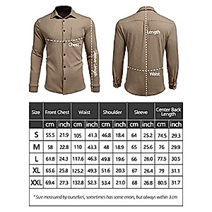 COOFANDY Men's Corduroy Shirt Jacket Slim Fit Button up Work Shirt with Two Flap Pockets Brown