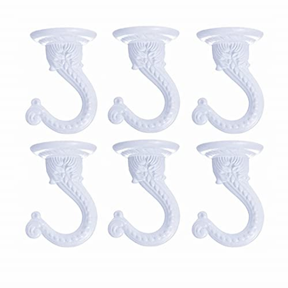 GDQLCNXB 6Sets 55mm/2.17" Ceiling Metal Ceiling Hooks, Heavy Duty Swag Ceiling Hooks with Hardware for Hanging Plants/Chandeliers/Wind Chimes/Ornament (White Color)