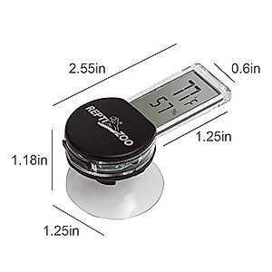 REPTI ZOO 2 Pack Reptile Terrarium Thermometer Hygrometer Digital Display Pet Rearing Box Reptiles Tank Thermometer Hygrometer with Suction Cup