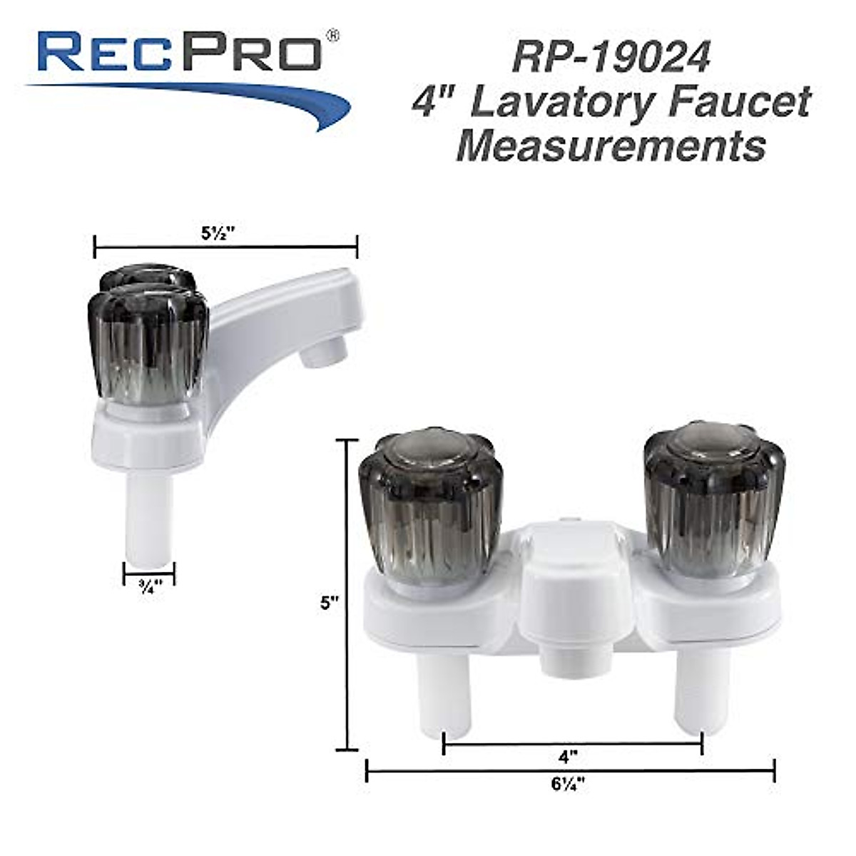 RecPro 4" RV Faucet | White | RV Bathroom Accessories | RV Bathroom Sink | Lavatory Faucet