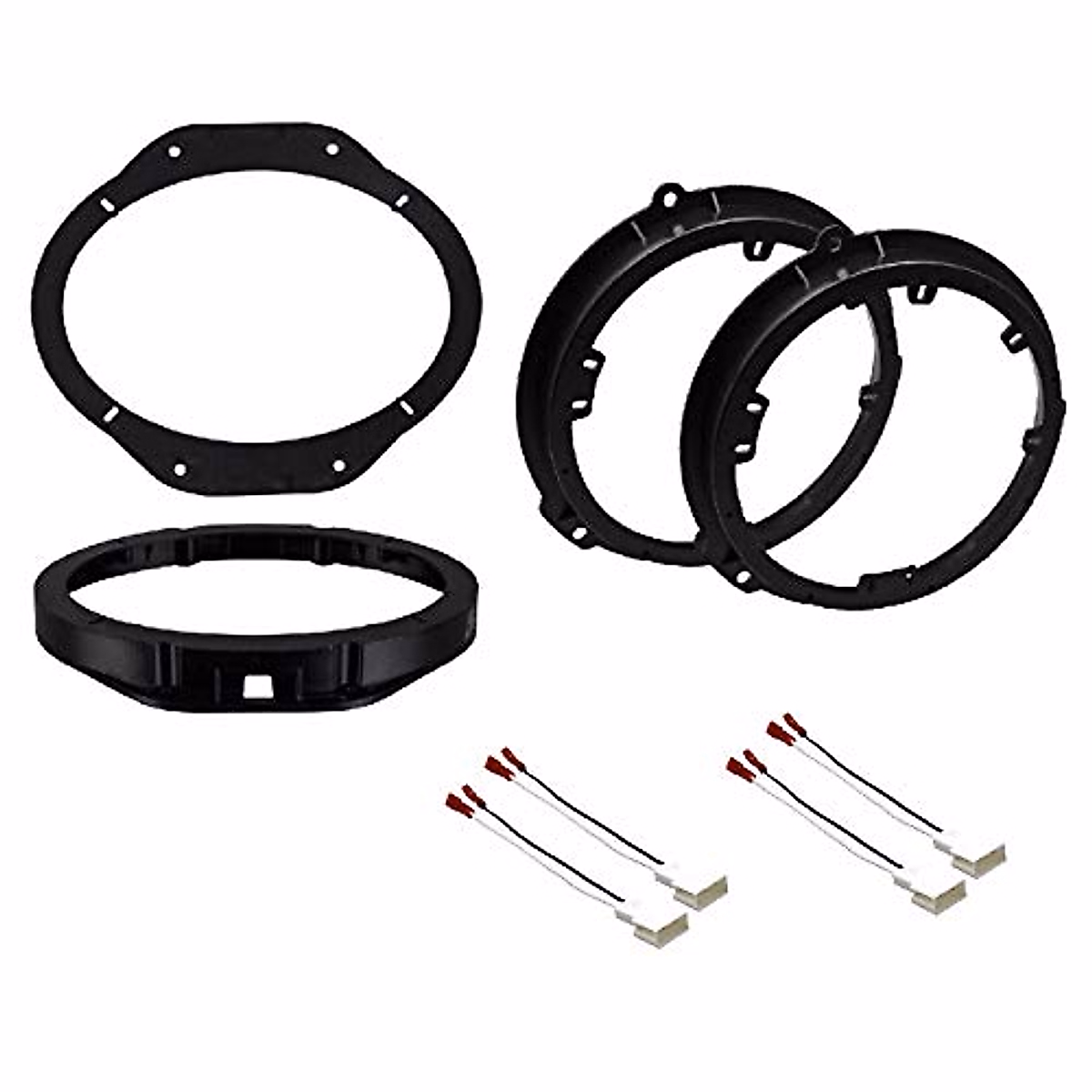 ASC Premium 6x9 Front and 6+-Inch 6" 6.5" 6.75" Rear Car Stereo Speaker Install Adapter Mount Bracket Plates and Speaker Wire Connectors for Select Ford Vehicles - See Compatible Vehicles Below