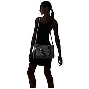 Calvin Klein Reyna Novelty Satchel, Black/Gold, One Size