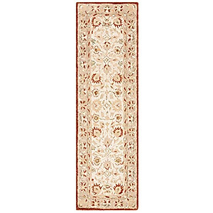 SAFAVIEH Anatolia Collection Runner Rug - 2'3" x 10', Beige & Rust, Handmade Traditional Oriental Wool, Ideal for High Traffic Areas in Living Room, Bedroom (AN512E)