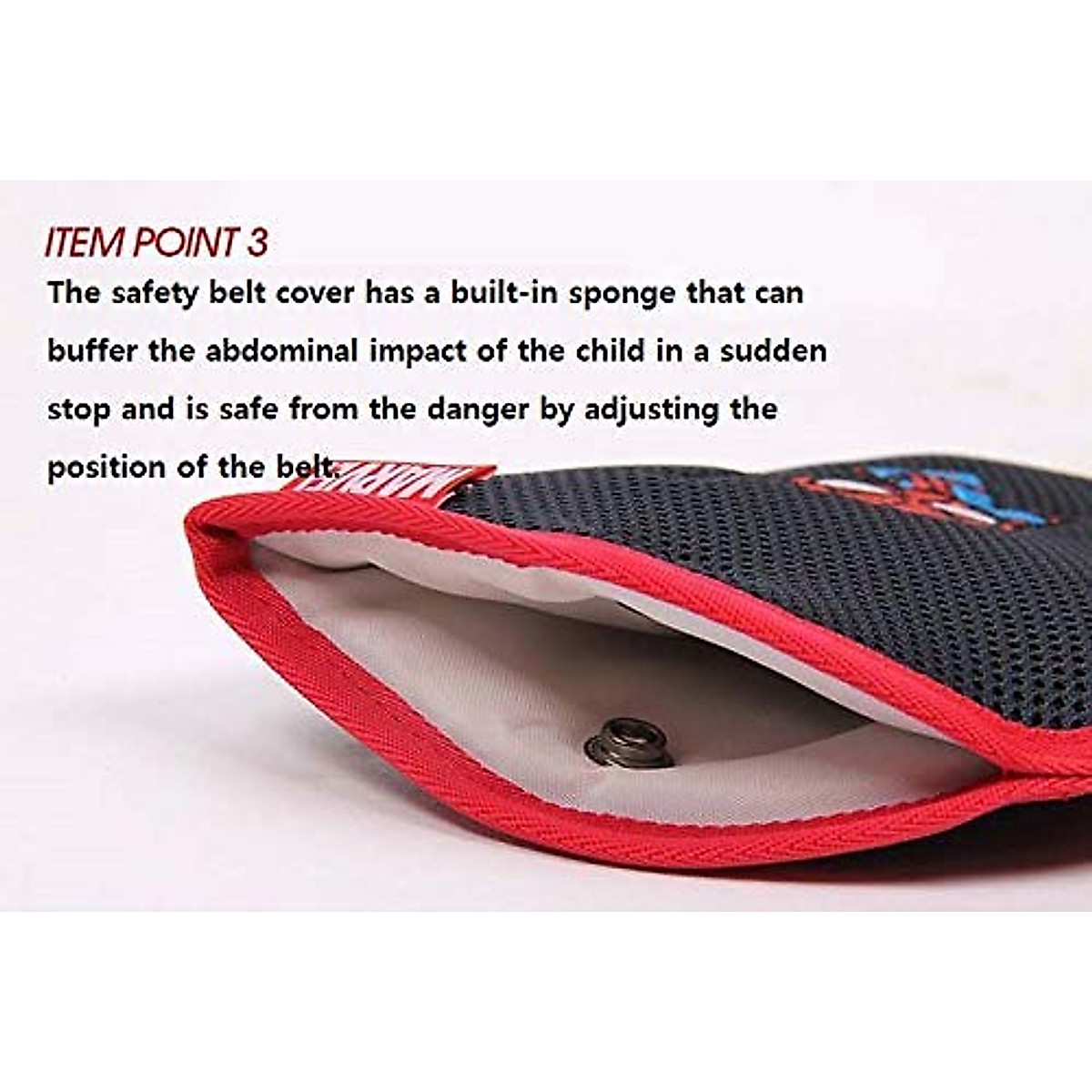 Marble Hero Kids Car Seat Safety Belt Cover, 1P, Spider Man Black#