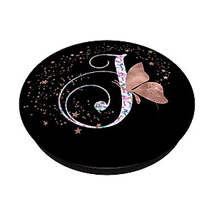 Letter J Initial Rainbow Watercolor Butterfly Monogram PopSockets Swappable PopGrip