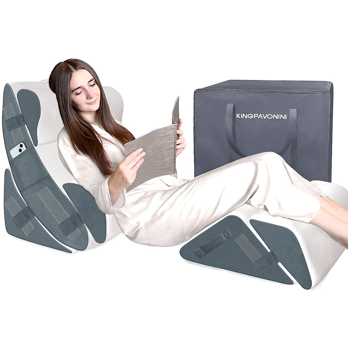 Bath Chair with Arms and Wedge Pillow Set