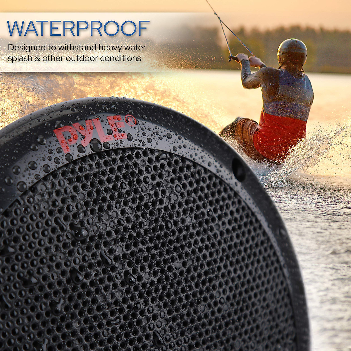 Pyle 6.5 Inch Dual Marine Speakers - 2 Way Waterproof and Weather Resistant Outdoor Audio Stereo Sound System with 400 Watt Power, Polypropylene Cone and Butyl Rubber Surround-1 Pair-PLMR605W (Black)