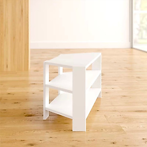 JV Home Thales Stylish Corner TV Stand Entertainment Unit | TV Cabinet | Meuble TV for Living Room, Bedroom Suitable up to 50” TVs (White)