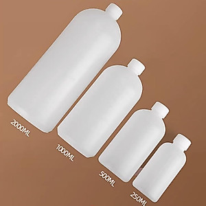 TOPWEL 2PCS 1000ml/34oz Empty Plastic Small Mouth Graduated Lab Chemical Container Reagent Bottle Sample Liquid Sealing Reagent Bottle Boston Rounds Liquid Storage with Inner Plug