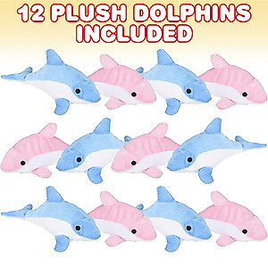 ArtCreativity Plush Dolphin Toys, Set of 12, Huggable Stuffed Animal Toys, Underwater Party Favors for Kids, Animal Nursery Decorations, Great Photoshoot Props, Baby Shower Decor