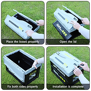 Espera 45L Collapsible Storage Bins,Camping Storage Box,1Pcs Grey Heavy Duty Reusable Moving Boxes,Foldable Storage Boxes with Wooden Lid for Clothes,Toy and Shoe