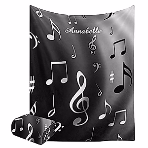 Anneunique Abstract Music Notes Throw Blanket Custom Blankets with Name Personalized Throw Fleece Blanket Tapestry for Souvenirs or Gifts 50x60inch