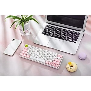 YUNZII SK61 Pink Hotswap Mechanical Gaming Keyboard with Optical Switch, RGB, Programmable Custom Keyboard (Gateron Blue Switch, Pink 61 Keys)