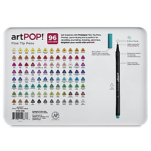 artPOP! Fineliner Pens, Set of 96, Colored Fine Art Pens for Journals, Drawing, Doodling, Scrapbooks, Sketching, Illustration, Fine Point