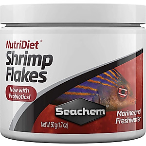Seachem NutriDiet Shrimp Flakes - Probiotic Fish Food Formula with GarlicGuard 15g/.5oz