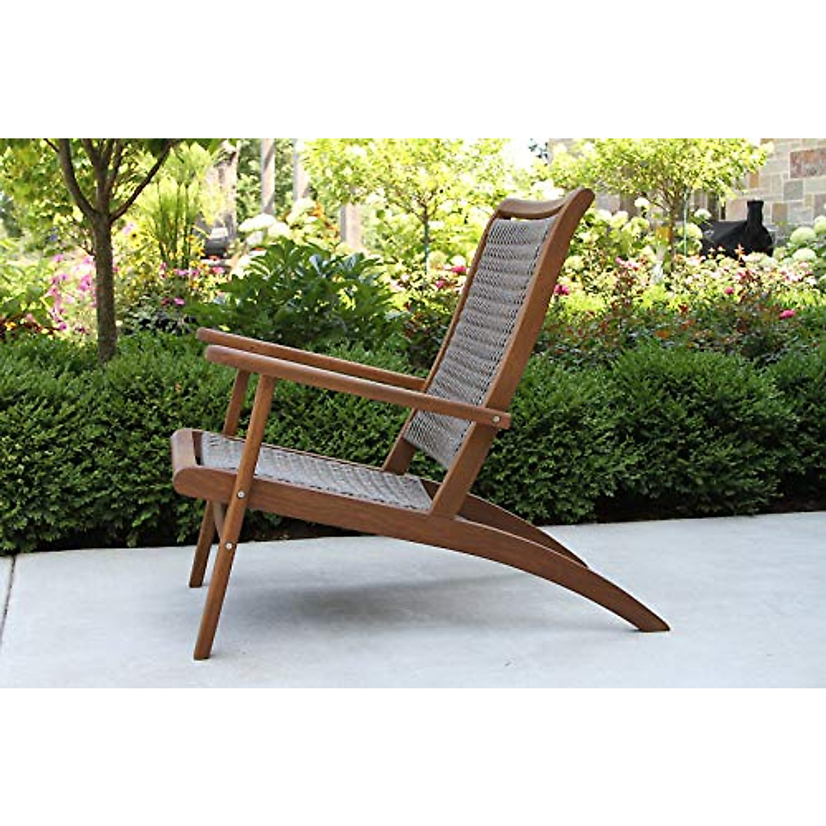 Outdoor Interiors 21250 Driftwood Wicker & Eucalyptus Lounger Lounge Chair, Drifwood Grey