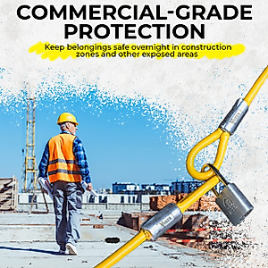 Vascer 30FT (1/2") Commercial Security Cable with Loops - Galvanized Braided Steel Security Cable to Secure High Value Equipment - PVC-Coated Anti Theft Locking Cable for Trailers, Mowers, E-Bikes