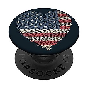 American Flag Heart Stars And Stripes For Patriotic Merica PopSockets Grip and Stand for Phones and Tablets