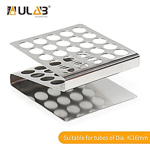 ULAB Scientific Test Tube Rack Set, Z Shape, Suitable for Tubes of Dia. ≤16mm, 1pc in Stainless Steel, 1pc in Aluminum, UTR1003