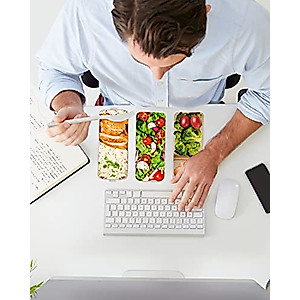 JBGOYON Bento Boxes for Adults, 1000ML Bento Lunch Box For Kids Children - Wheat Straw, Leakproof Stackable 3-In-1 Compartment Bento Box Set, Built-in Cutlery, Insulated Lunch Bag